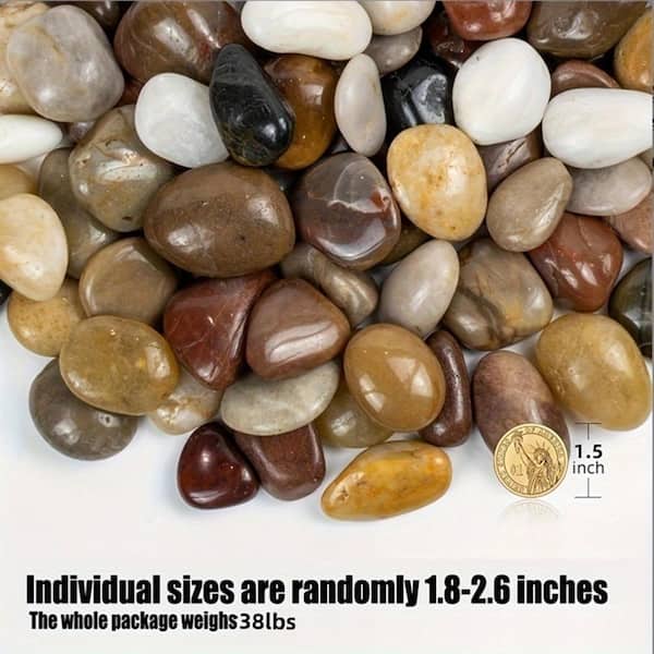 0.74 cu. ft. 1 in. to 3 in. Mixed Color Polished River Rocks ...