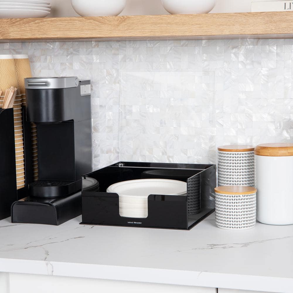 Mind Reader Black Acrylic Paper Plate Holder Covered Dispenser 11 in. L ...