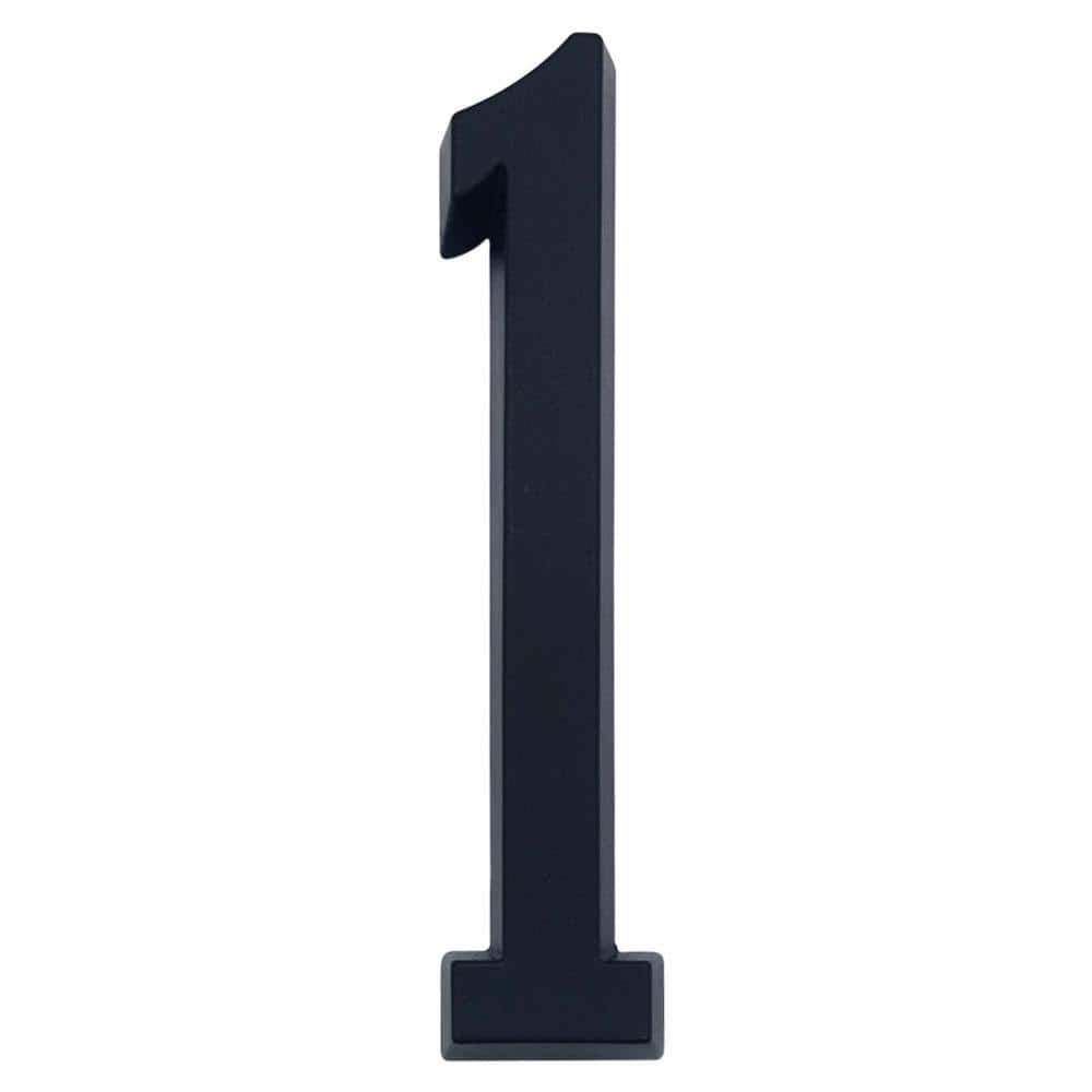 Everbilt 4 in. Flush Mount Matte Black Self-Adhesive House Number 1 ...
