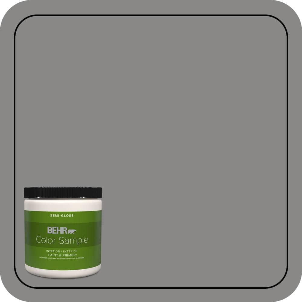BEHR PREMIUM PLUS 8 oz. #PPU26-04 Falcon Gray Semi-Gloss Interior ...