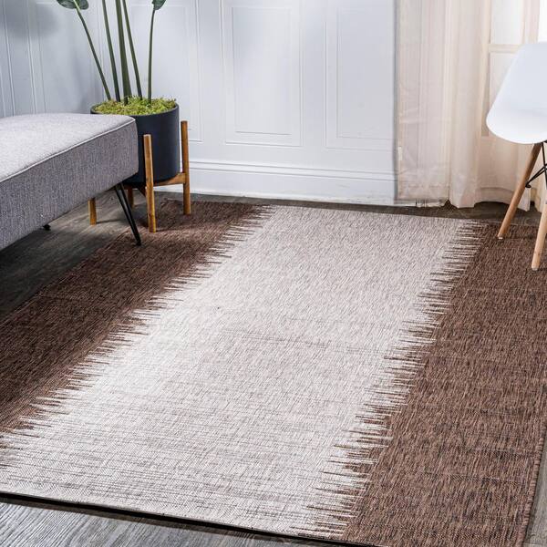 JONATHAN Y Tavira Modern Stripe Brown/Beige 3 ft. x 5 ft. Indoor ...
