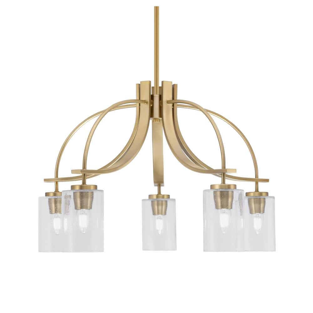Olympia 16.5 in. 5-Light New Age Brass Downlight Chandelier Clear ...