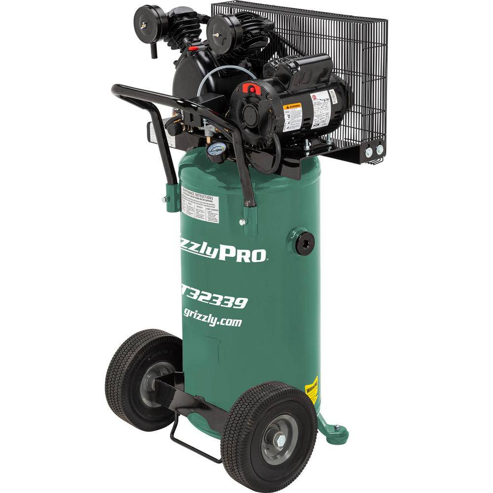 Grizzly PRO 20 Gal. 135 PSI 2.0 HP Electric Corded Portable Air ...