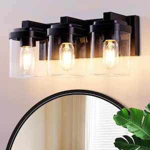 GMGSROM 12.2 in. 2-Light Modern Black Bathroom Vanity Light with Green ...