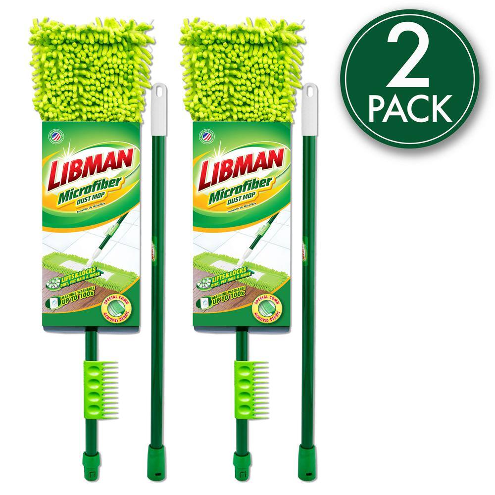 Libman 18 in. Microfiber Fingers Dust Flat Mop with 2-Piece Handle (2 ...