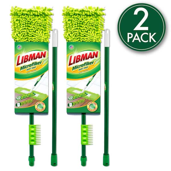 Libman 18 in. Microfiber Fingers Dust Flat Mop with 2-Piece Handle (2-Pack) 1919 - The Home Depot