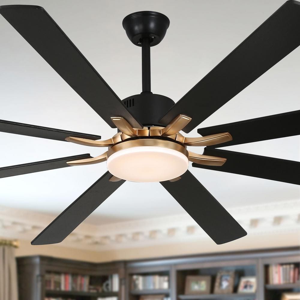 Oaks Aura Breeze 72 in. Indoor Matte Black Modern Ceiling Fan with ...