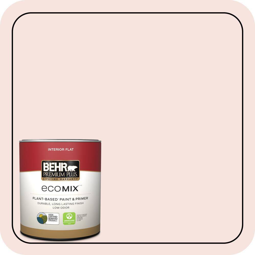 BEHR PREMIUM PLUS 1 qt. #160A-1 Cream Rose Flat EcoMix Plant-Based ...
