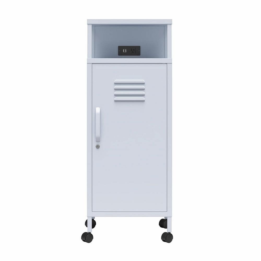 Ameriwood Cache Metal Locker Style Wheeled Storage Cart in Powder Blue ...