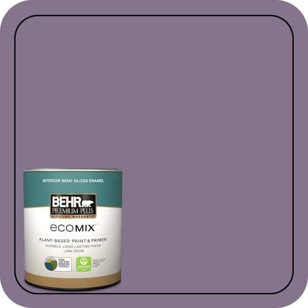 BEHR PREMIUM PLUS 1 qt. #S100-5 Purple Potion Semi-Gloss Enamel EcoMix ...