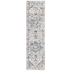 SAFAVIEH Oregon Ivory/Blue 4 ft. x 4 ft. Distressed Floral Round Area ...