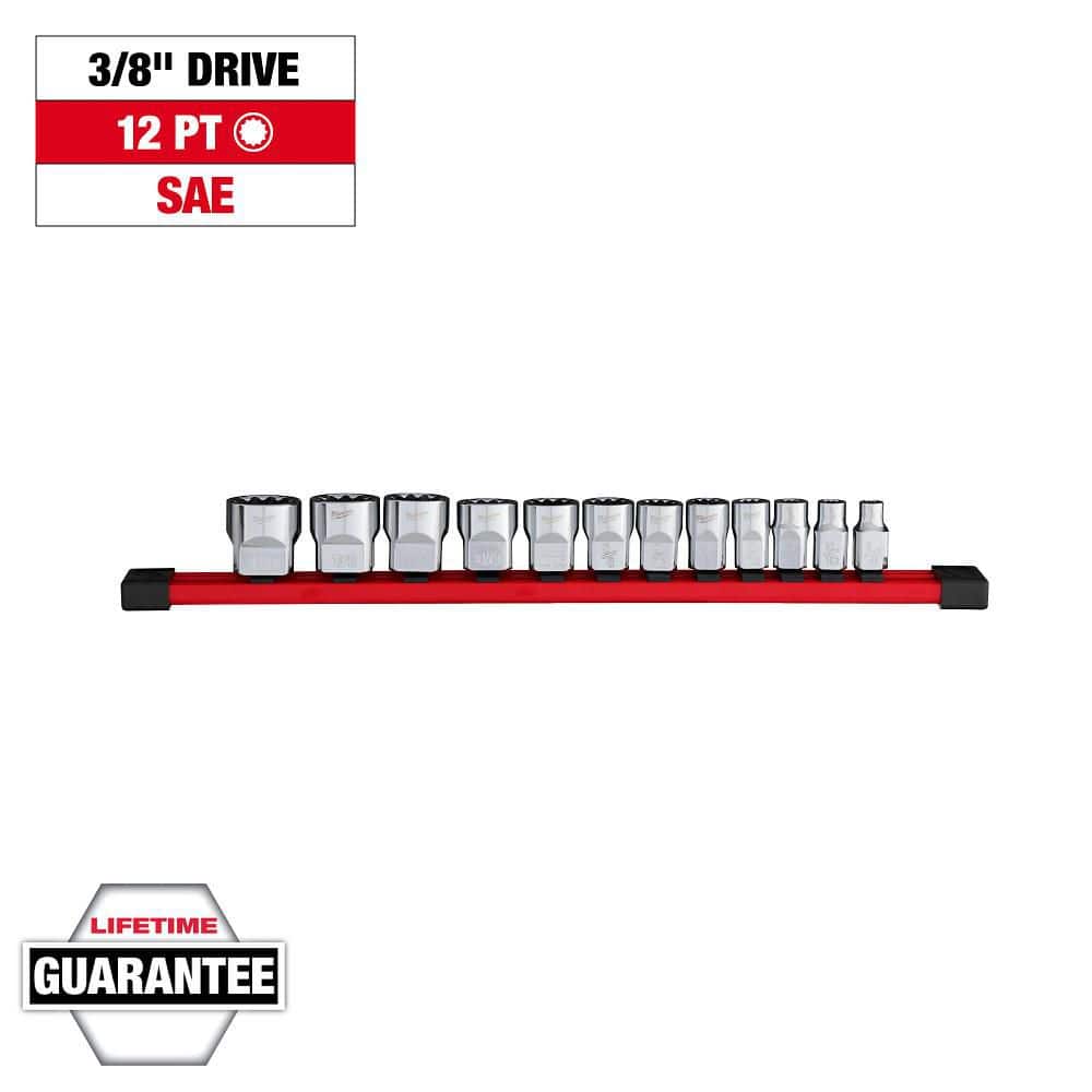 Milwaukee 12pc 3/8" Drive 12-Point SAE Socket Set 48-22-9420 - The Home ...