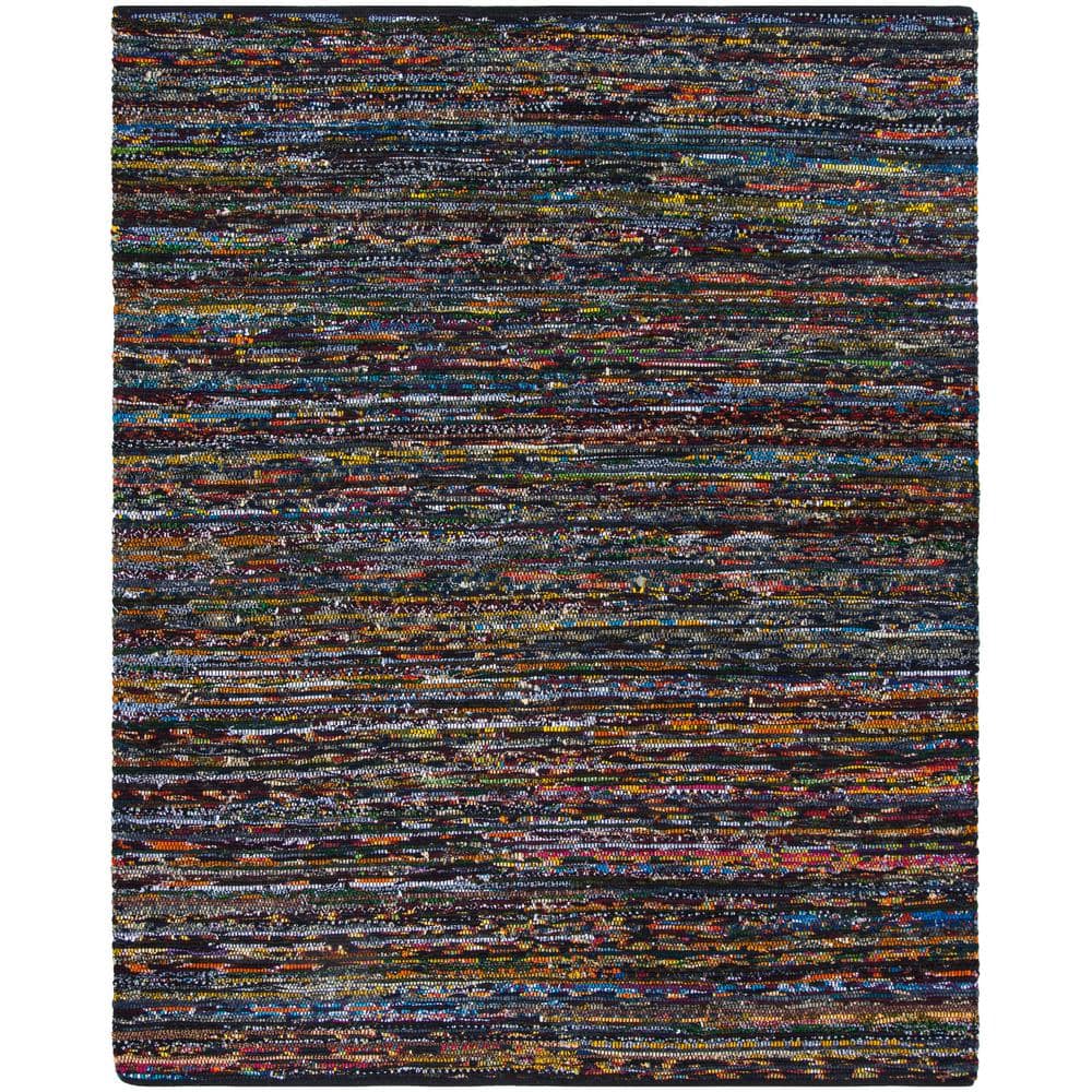 SAFAVIEH Rag Rug Black/Red 8 ft. x 10 ft. Striped Area Rug RAR250G-8 ...