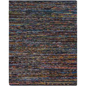 SAFAVIEH Rag Rug Black/Red 8 ft. x 10 ft. Striped Area Rug RAR250G-8 ...