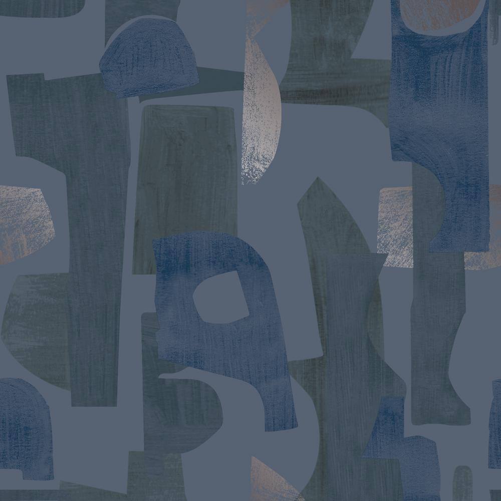 Tempaper Metallic Deepwater Blue Geo Composition Vinyl Peel and Stick ...