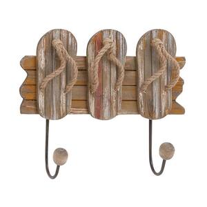 Litton Lane 10 in. x 12 in. Brown Wood Coastal Wall Hook 78766