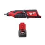 Milwaukee M12 12V Lithium-Ion Cordless Rotary Tool W/M12 2.0 Ah Compact ...