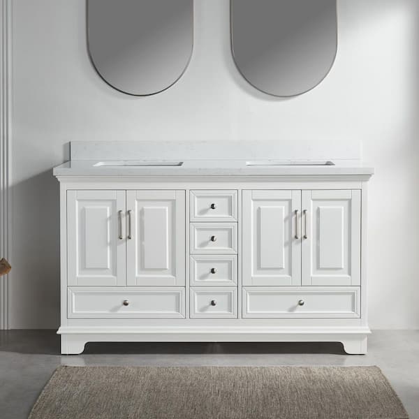 Have a question about ANGELES HOME 60 in. Solid Wood Double Sink White ...