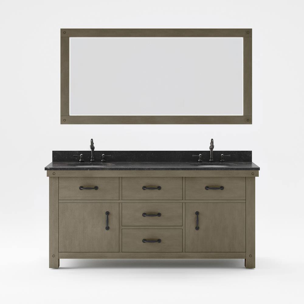 Water Creation Aberdeen 72 in. W x 34 in. H Vanity in Grizzle Gray with ...