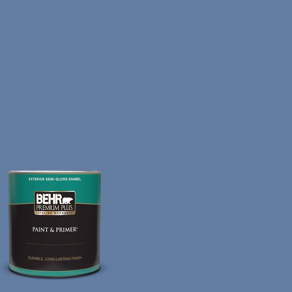 BEHR PREMIUM PLUS 1 qt. #600D-6 Blueberry Patch Semi-Gloss Enamel ...