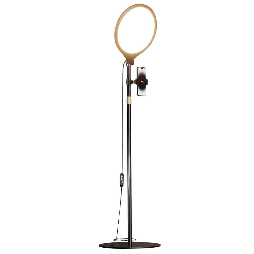 Ahfiwaso 10.5 in. Black Ring Light with Adjustable 72 in. Tripod Phone ...