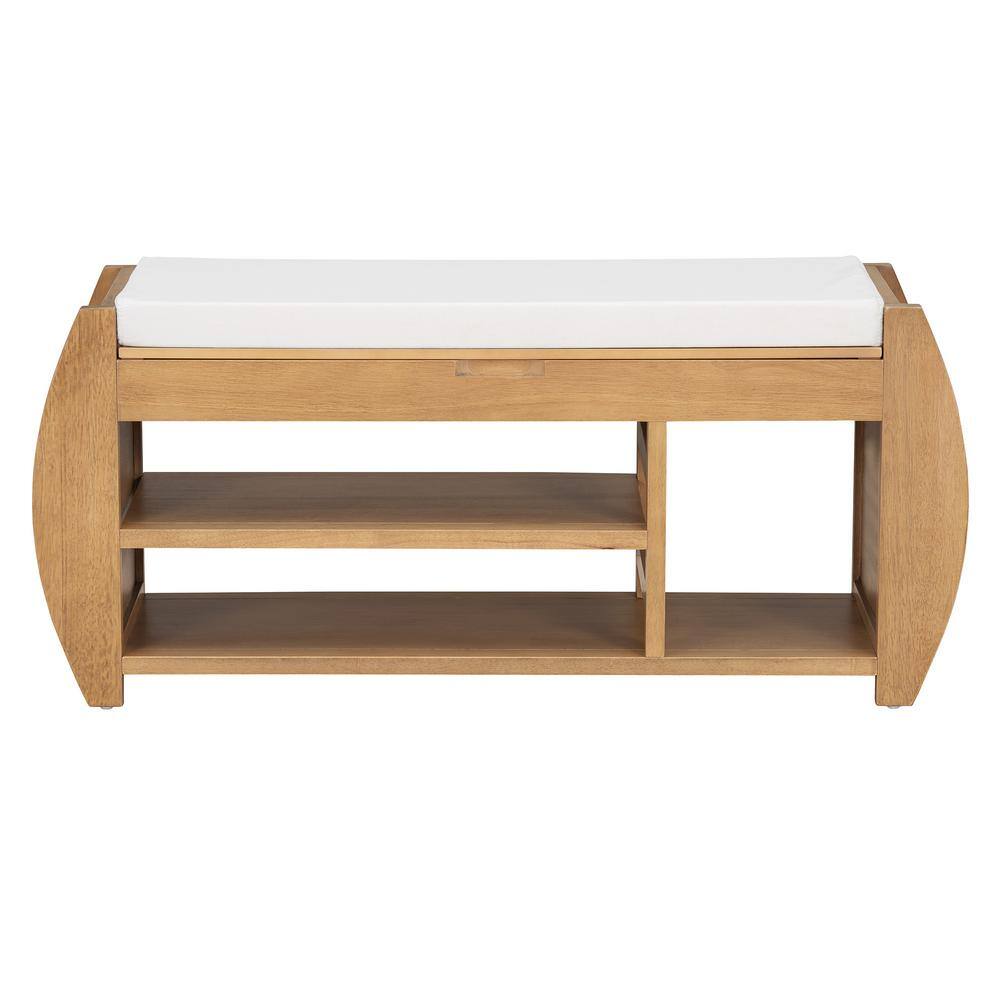 Qualler Natural Dining Bench with Cushion and Curved Side Panel 42 in ...
