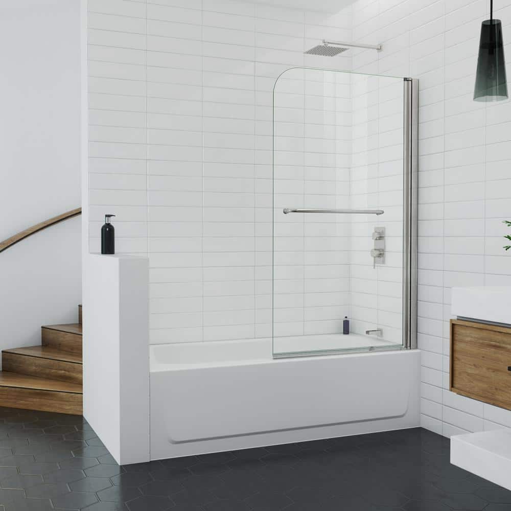 Bootz Industries Maui 34 in. W x 58 in. H Frameless Pivot Tub Door in ...