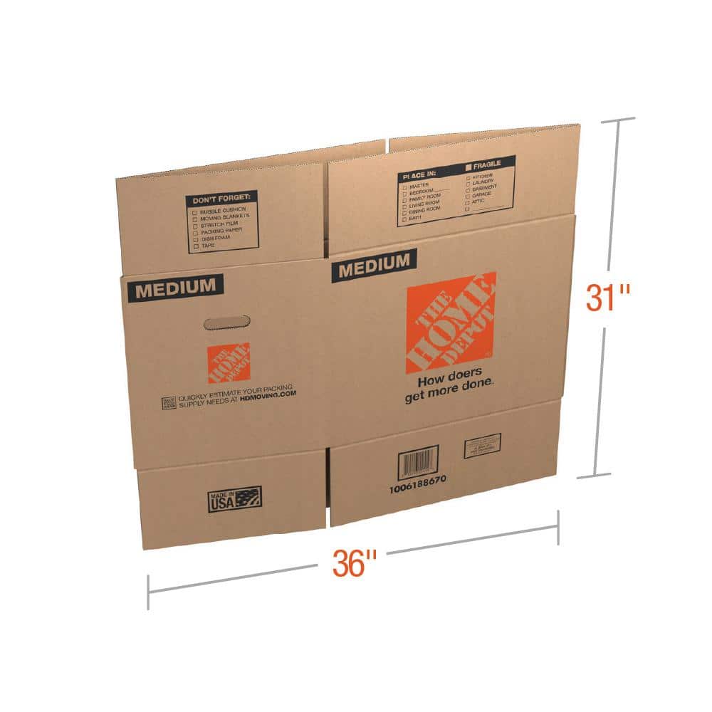 21 in. L x 15 in. W x 16 in. D Medium Moving Box with Handles Best ...