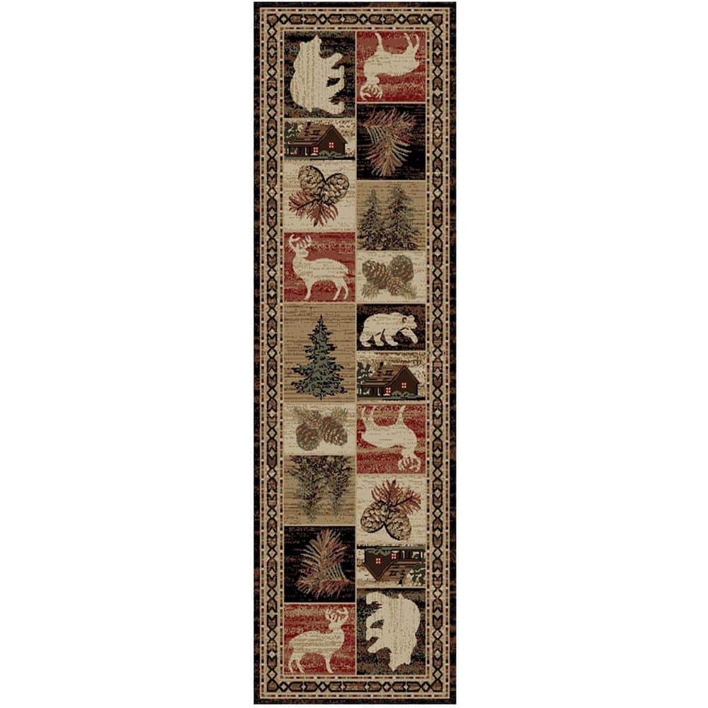 Mayberry Rug Hearthside Hillside Bluff Lodge Multi 2 ft. x 8 ft. Woven ...