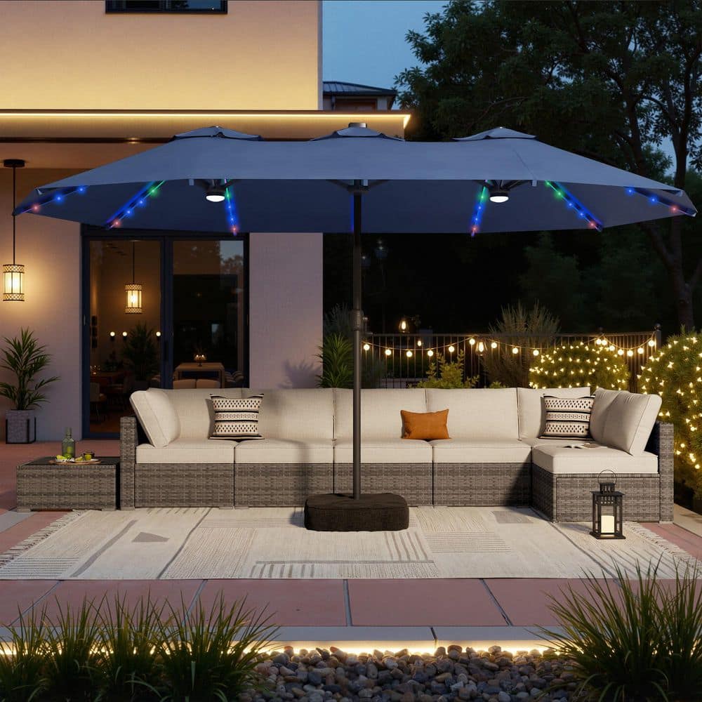 OVIOS Holly Gray 8-Piece Wicker Patio Conversation Set with Beige ...