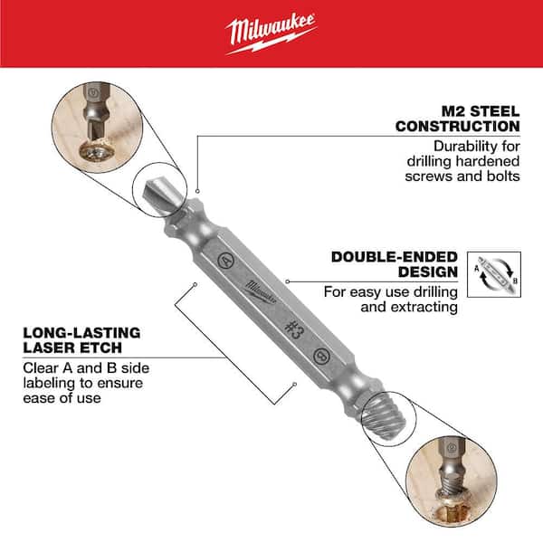 Milwaukee M2 Steel Screw Extractor Set (4-Piece) 49-57-9001 - The Home ...