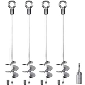 MOEPISY 4 Pack 30 in. Heavy Duty Screw in Ground Anchors Kit, 3 in ...