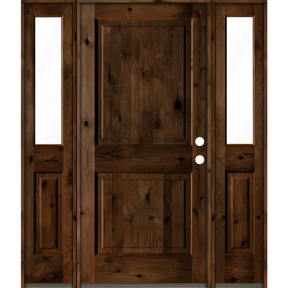 Krosswood Doors 70 in. x 80 in. Knotty Alder Left-Hand/Inswing Clear Glass Provincial Stain ...
