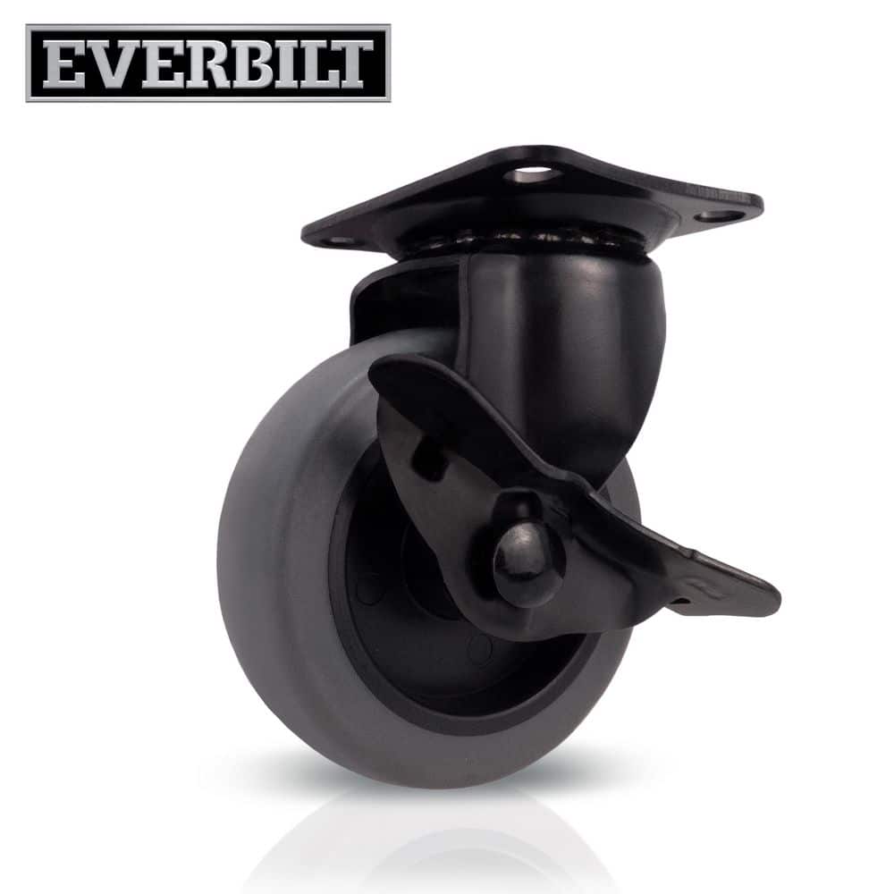 Everbilt 3 in. Gray Rubber Like TPR and Black Steel Swivel Plate Caster ...