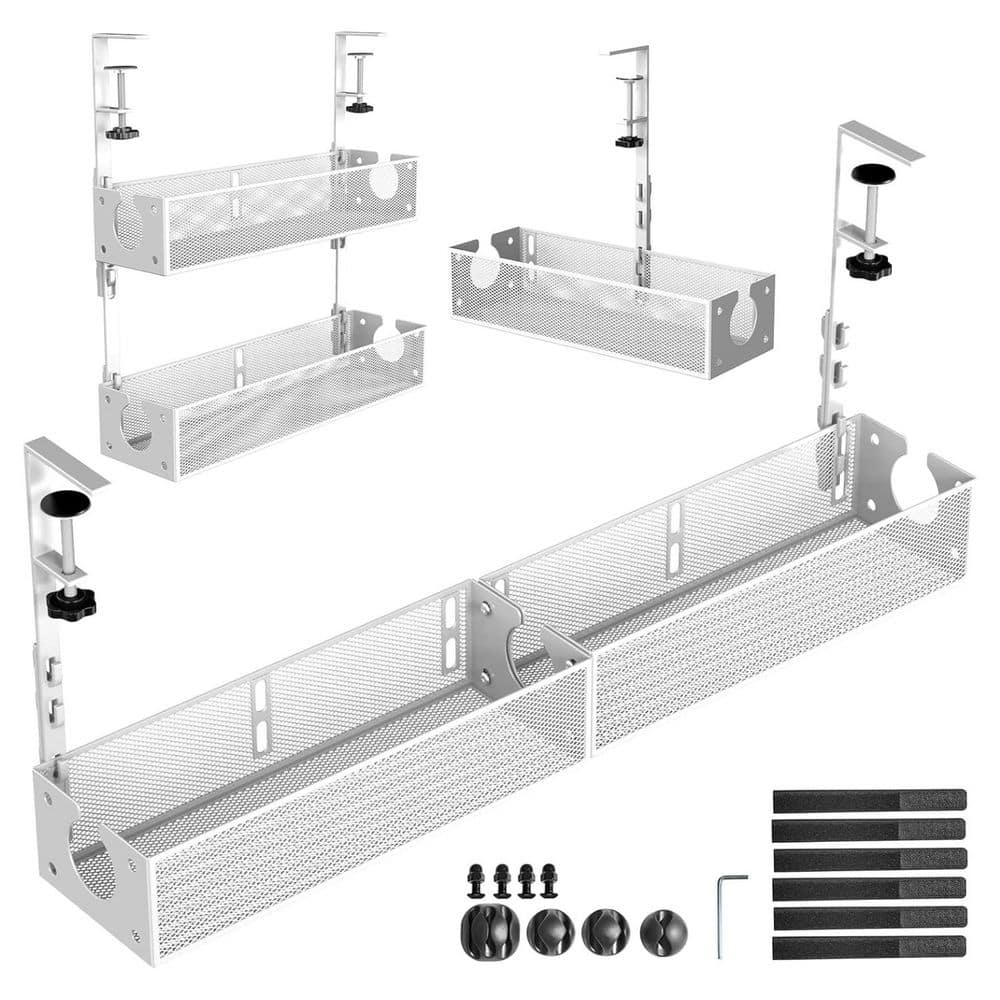 Yichuhaoxi Under Desk Cable Management Tray Clamp Mount No Damage White 2 Packs Multi-Model ...