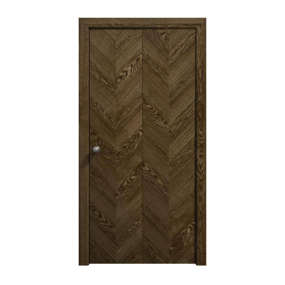 Sartodoors 60 in. x 84 in. Marble Oak Solid Wood Bi-Fold Doors with ...