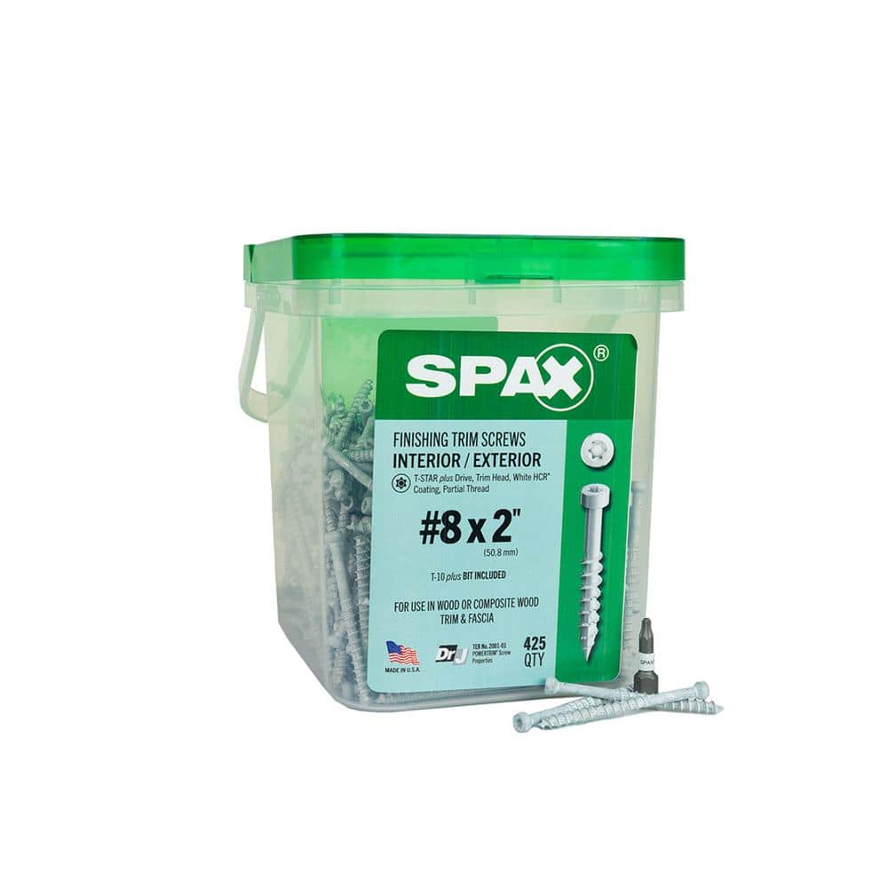 SPAX #8 x 2 in. Exterior/Interior Trim Head Wood Composite Screws White ...