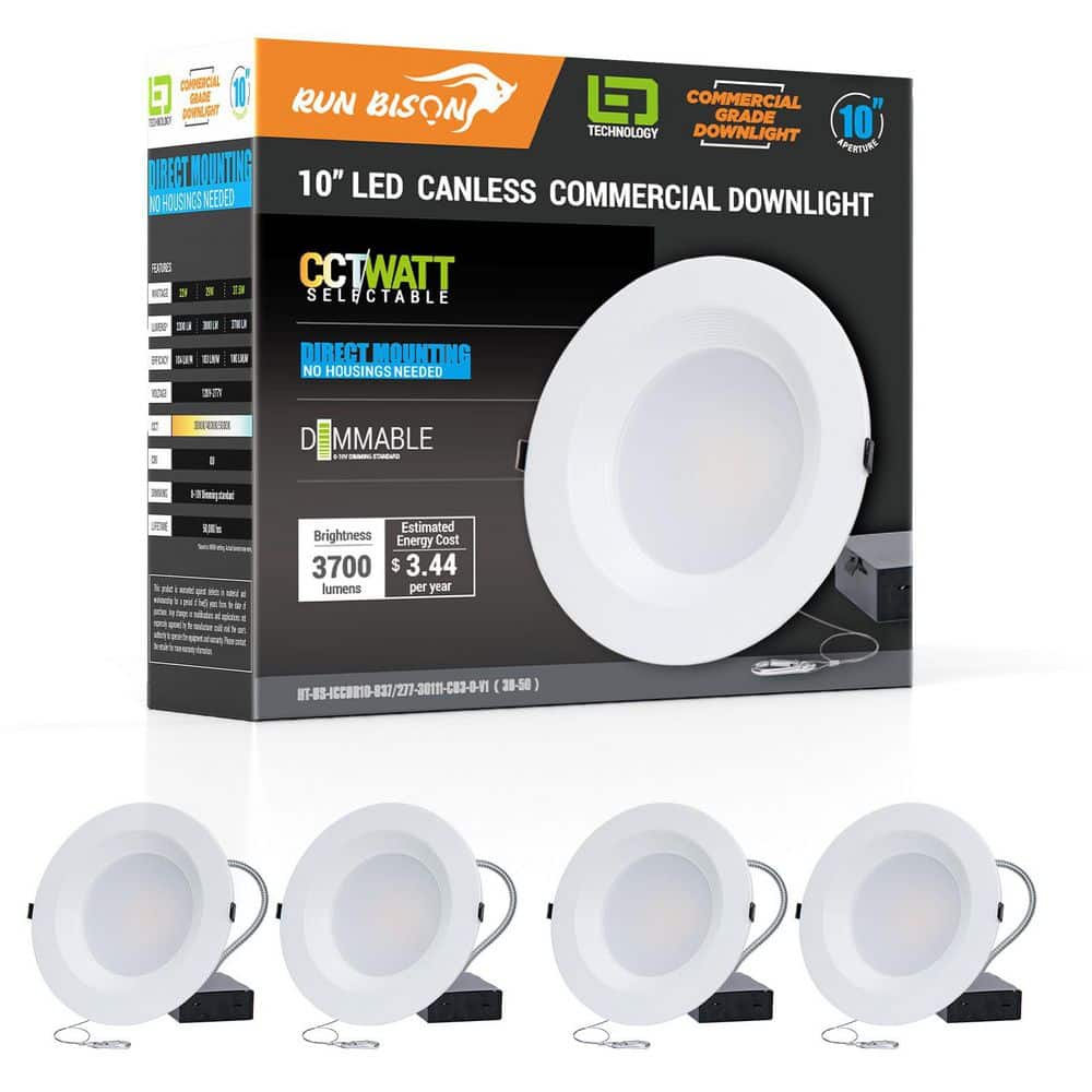 RUN BISON 10 in. CCT and Wattage Selectable New Construction or Remodel ...