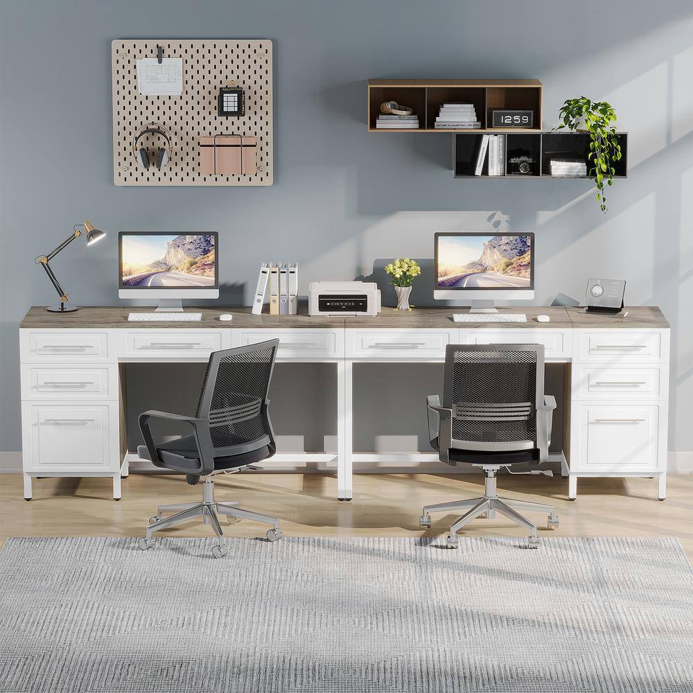 BYBLIGHT Capen 55 in. Rectangular White and Gray Engineered Wood 5 ...