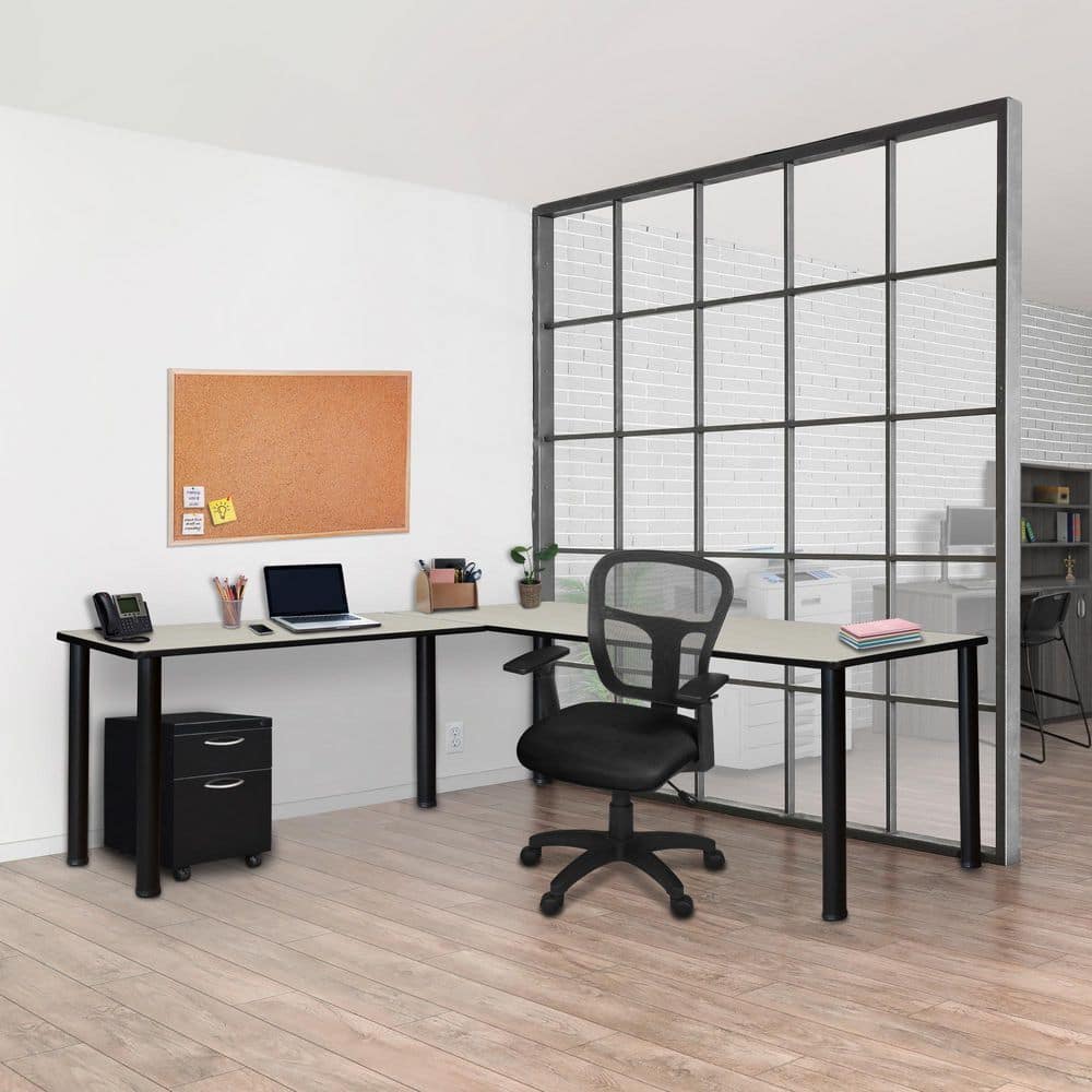 Regency Kee 72 in x 66 in. Maple Brown Top Corner L Shaped Desk with ...