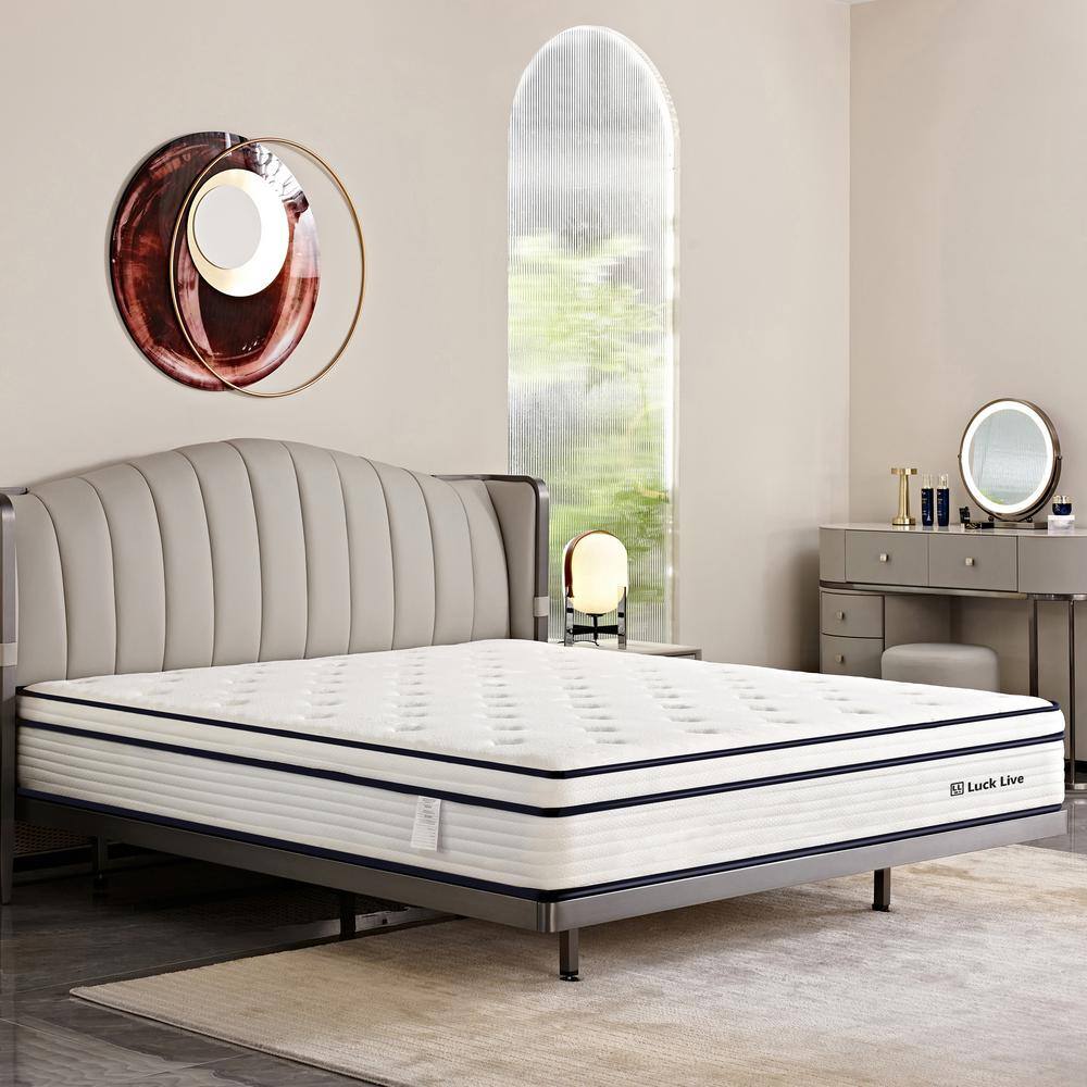 LUCK HOME 12 in. Medium Euro Top Gel Memory Foam Firm Innerspring Full ...
