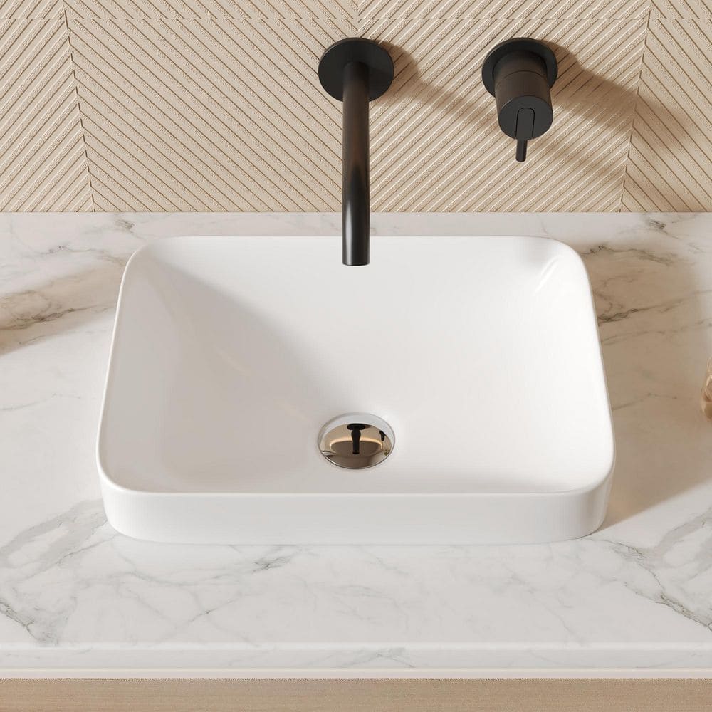 DEERVALLEY 16 in. x 12 in. Rectangular Vessel Bathroom Sink in White ...