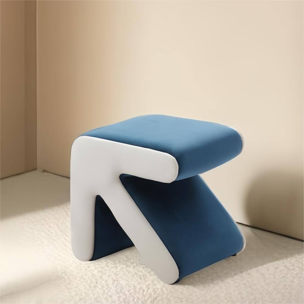 anpport Blue plus Beige Modern Upholstered Velvet Square Arrow Ottoman ...
