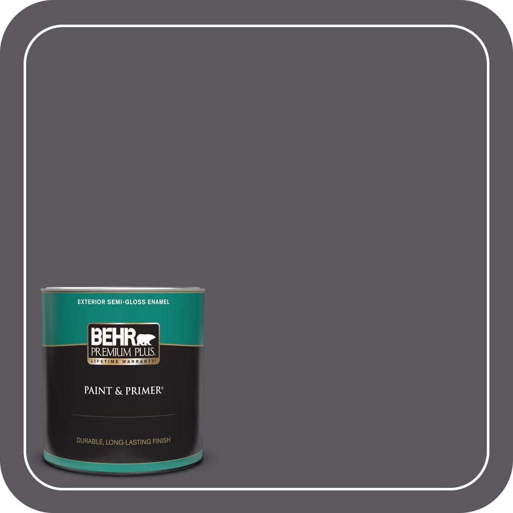 BEHR PREMIUM PLUS 1 qt. #MQ5-02 Dark Shadows Semi-Gloss Enamel Exterior ...