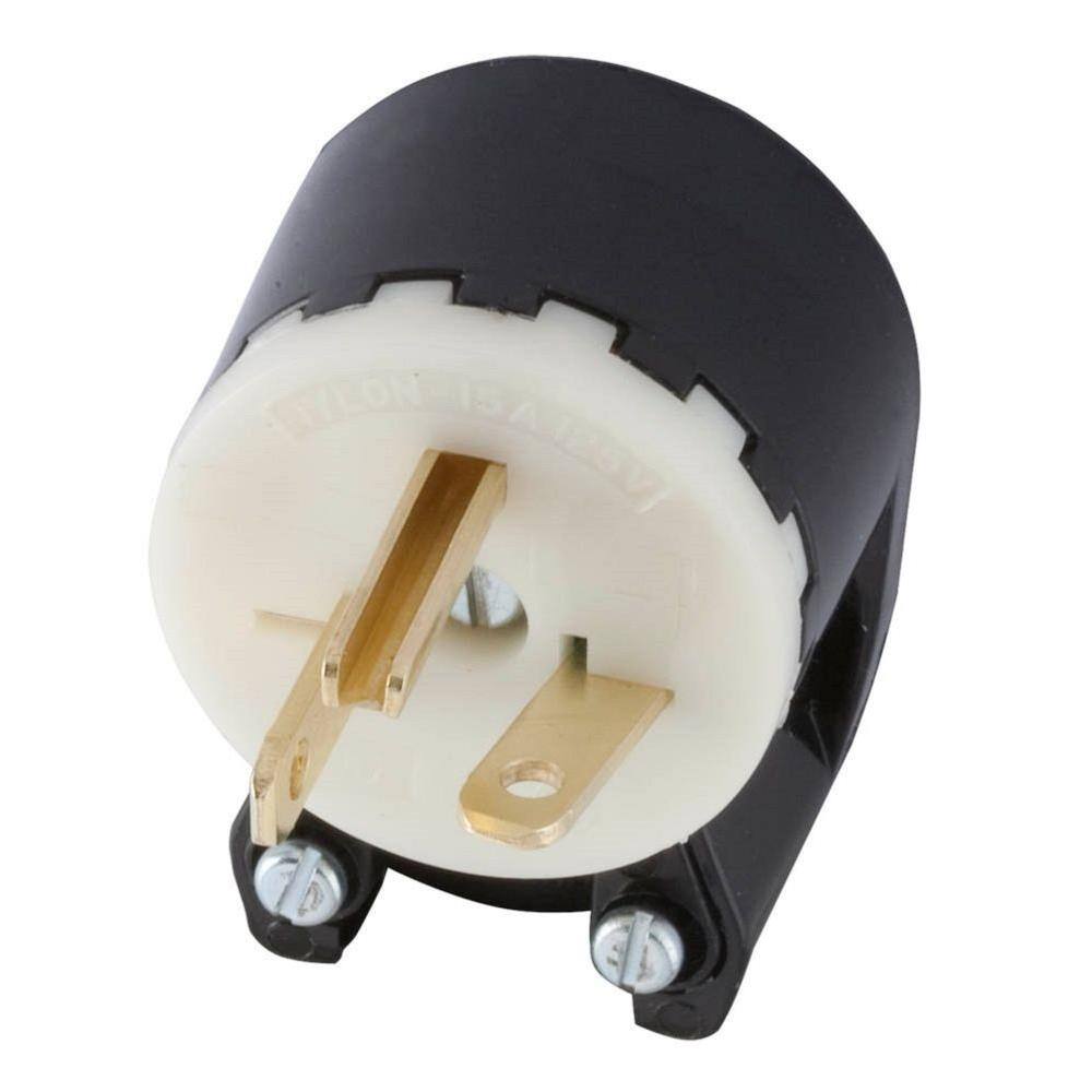 Hubbell 15 Amp 125-Volt 3-Wire Plug - Black/White 515SPAZ - The Home Depot