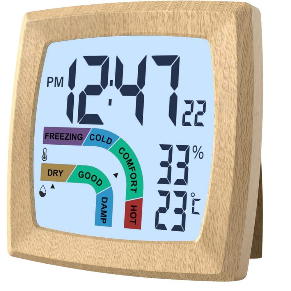 Afoxsos Modern Woodgrain Digital Battery Operated Alarm Desk Clock and ...