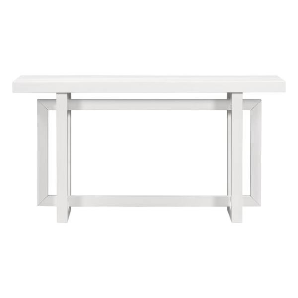 White Wood Outdoor Side Table, Console Table with Wood Top, Extra Long ...