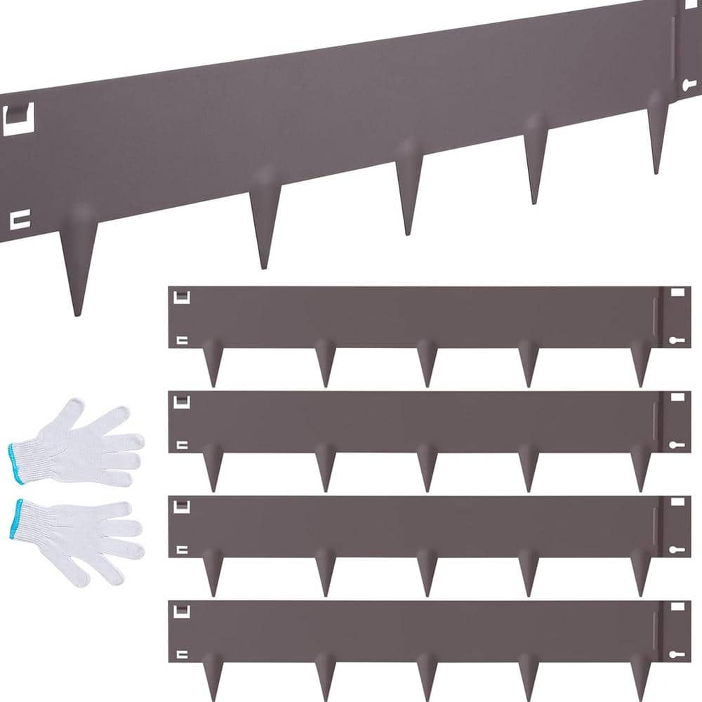 ATENGNES 39 in. x 6.15 in. Brown Rustic Hammer-in Edging Border Steel ...