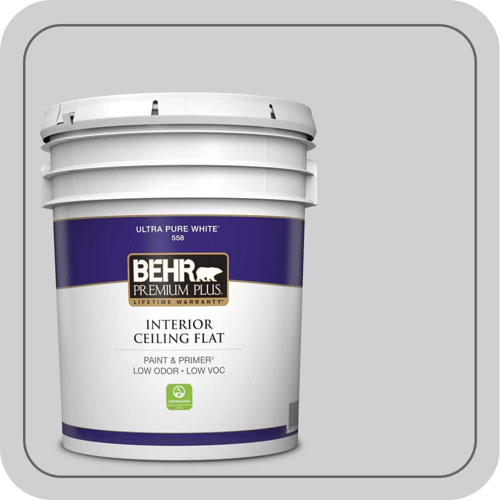 BEHR PREMIUM PLUS 5 gal. #PPH-43 Gray Pearl Ceiling Flat Interior Paint ...