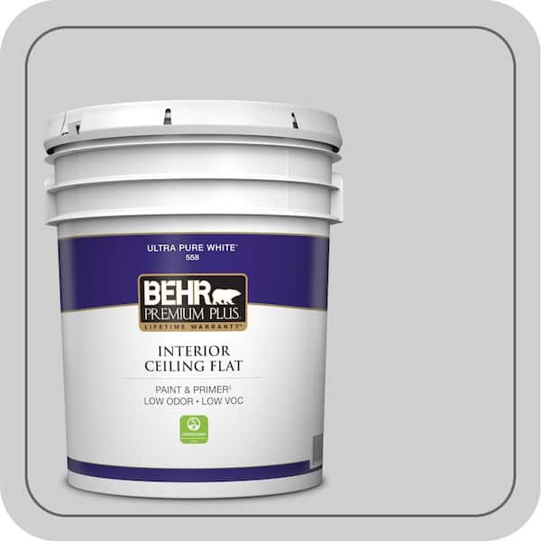 BEHR PREMIUM PLUS 5 gal. #PPH-43 Gray Pearl Ceiling Flat Interior Paint ...